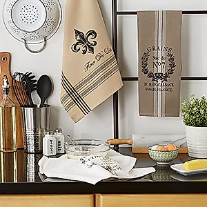 DII French Style Tabletop Kitchen Collection, Dishtowel Set, 18x28, Assorted French Grain, 3 Piece