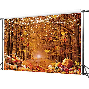 CYLYH 12x10ft Fall Photography Backdrop Autumn Maple Forest Leaves Pumpkin Party Background Thanksgiving Party Supplies Farm Harvest Event Banner Thanksgiving Photo Booth Props CY579