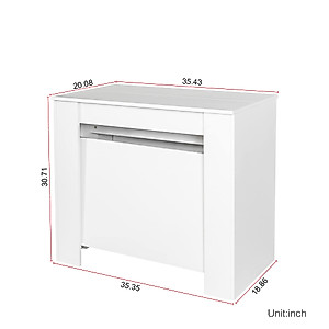 SSLine Rectangular Extendable Dining Table 35"-118" Super Long Conference Meeting Table for 6 8 12 People Modern White Expandable Kitchen Tables for Home Office Computer Table