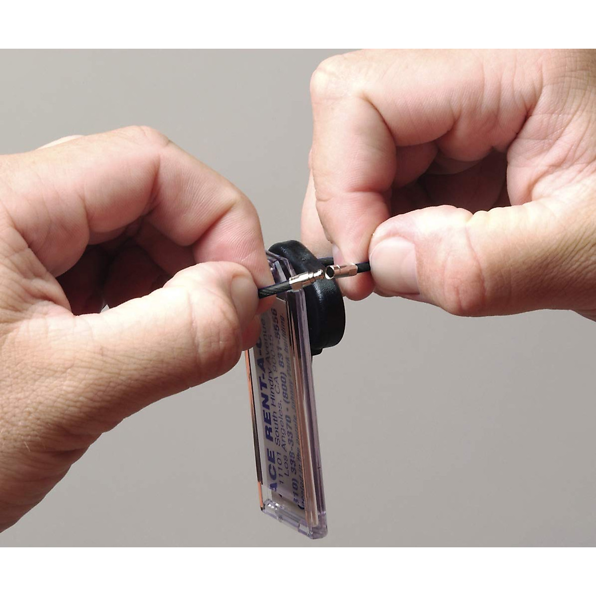 Lucky Line 4-1/2" Locking Cable Key Ring, Crimp to Permanently Close, Nylon Coated Steel Wire, Corrosion-Resistant, 25 Pack, Black (80820)