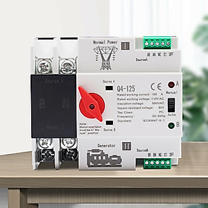 50HZ/60HZ PC Level Mini Dual Power Transfer Dual Power Automatic Transfer Switch Dual Power Generator Changeover Switch with Switch 2P 100A 110V Grid to AC Generator PC Level