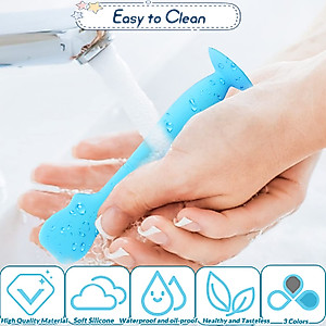 Baby Diaper Cream Spatula Applicator, 3 Pack Butt Paste Spatula Diaper Cream Brush for Baby, Soft Silicone Diaper Rash Cream Brush Butt Spatula,Large Size (Blue,Grey,White)