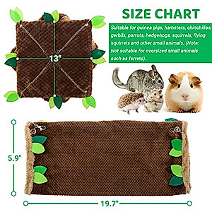 FAITUCOS Guinea Pig Hideout - Hanging Hammock & Tunnel Set for Rat Guinea Pigs Hamster Hedgehog Chinchilla Flying Squirrel - Fleece Warm Small Animals Bedding House Cage Accessories