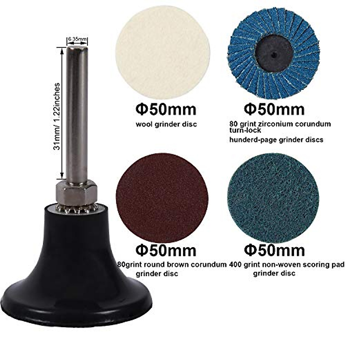 1/4 inch Angle Air Die Grinder,20000 RPM, 90 Degree Angled Air Die Grinder,with 4 pcs 2" Roll Lock Sanding Discs, Polished Color Pneumatic Angle Die Grinder