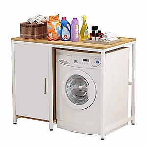 FLTRGO Over Washing Machine Storage Cabinet, Stainless Steel Bedroom Storage Rack with Door, Over-The-Toilet Storage Shelf, for Kitchen Laundry Room Living Room Restroom Bathroom (Size : 110cm)