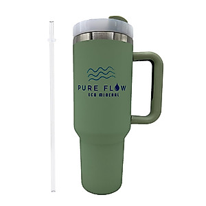 Pure Flow 40 oz Tumbler with Handle and Straw Lid,Stainless Steel Travel Mug Water Bottle Cup,Reusable Insulated Vacuum splashproof Cup,for Car,Home,Office,Gifts (black)