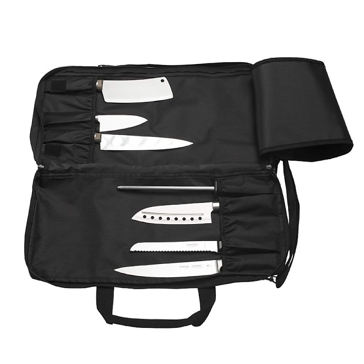 EVERPRIDE Chef Knife Bag PLUS Knife Guard Set (10-Piece Set) – Knife Carrying Bag Holds 20 Knives PLUS Kitchen Tools – Felt-Lined and BPA Free Knife Sheath Set – Knives Not Included