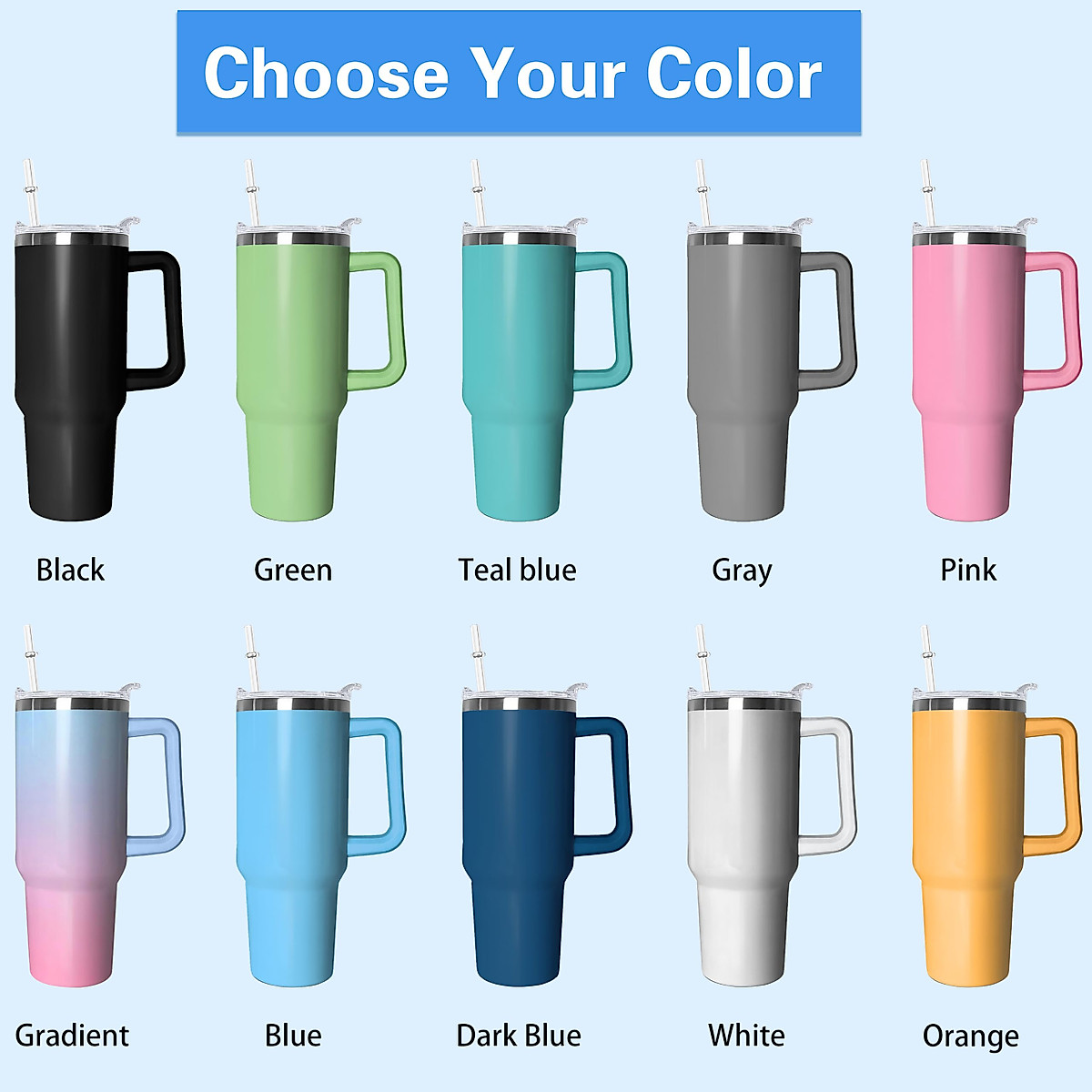 Personalized Gifts Custom Tumbler with Straw 40 Oz Customized Stainless Steel Insulated Travel Cup Add Name,Photo,or Logo,Custom Travel Coffee mug,Personalized Photo Gifts for Women Men