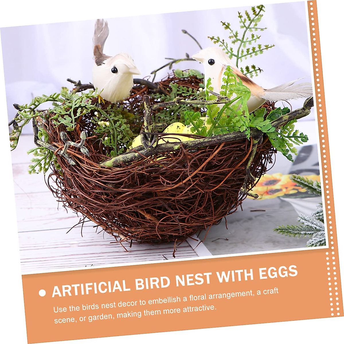 DECHOUS 1 Set Bird Nest Set Christmas Tree Ornaments Spring Fling Decorations Spring Decorations Rattan Bird Nest Easter Artificial Nests Easter Bird Birds Nest Easter Decorations Fake Egg