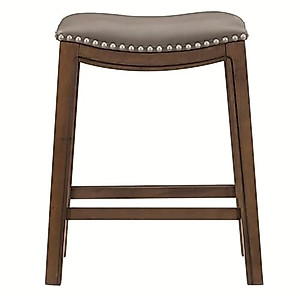 Homelegance Ordway Saddle Seat Counter Height Stool, 25"SH, Gray
