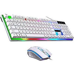 RMENST Gaming Keyboard and Mouse Combo, Wired LED Backlit Computer Keyboard, Wired Gaming Keyboard Set
