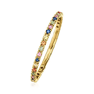 Ross-Simons RS Pure 0.42 ct. t.w. Multicolored Sapphire Eternity Band in 14kt Yellow Gold. Size 6