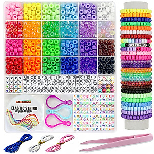 LIS HEGENSA 24 Color Pony Beads Bulk 1000 Pcs,Kandi Beads for Necklace Jewelry Making Hair Braiding,Bracelets Making Kits,Hair Bead,Bracelet Beads,Plastic Beads for Crafts Braids Girls