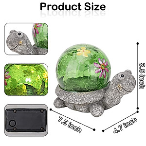 Solar Garden Statue Turtle Figurine Resin Statue with Solar LED Lights Garden Lawn Ornaments for Garden Patio Lawn Yard Outdoor Decorative