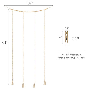 Mkono Hat Rack Hat Hangers for Wall Boho Macrame Hat Holder with Decorative Tassels and 18 Clips Modern Cowboy Womens Caps Storage Display Organizer for Wide Brim Bowler Fedora Hat