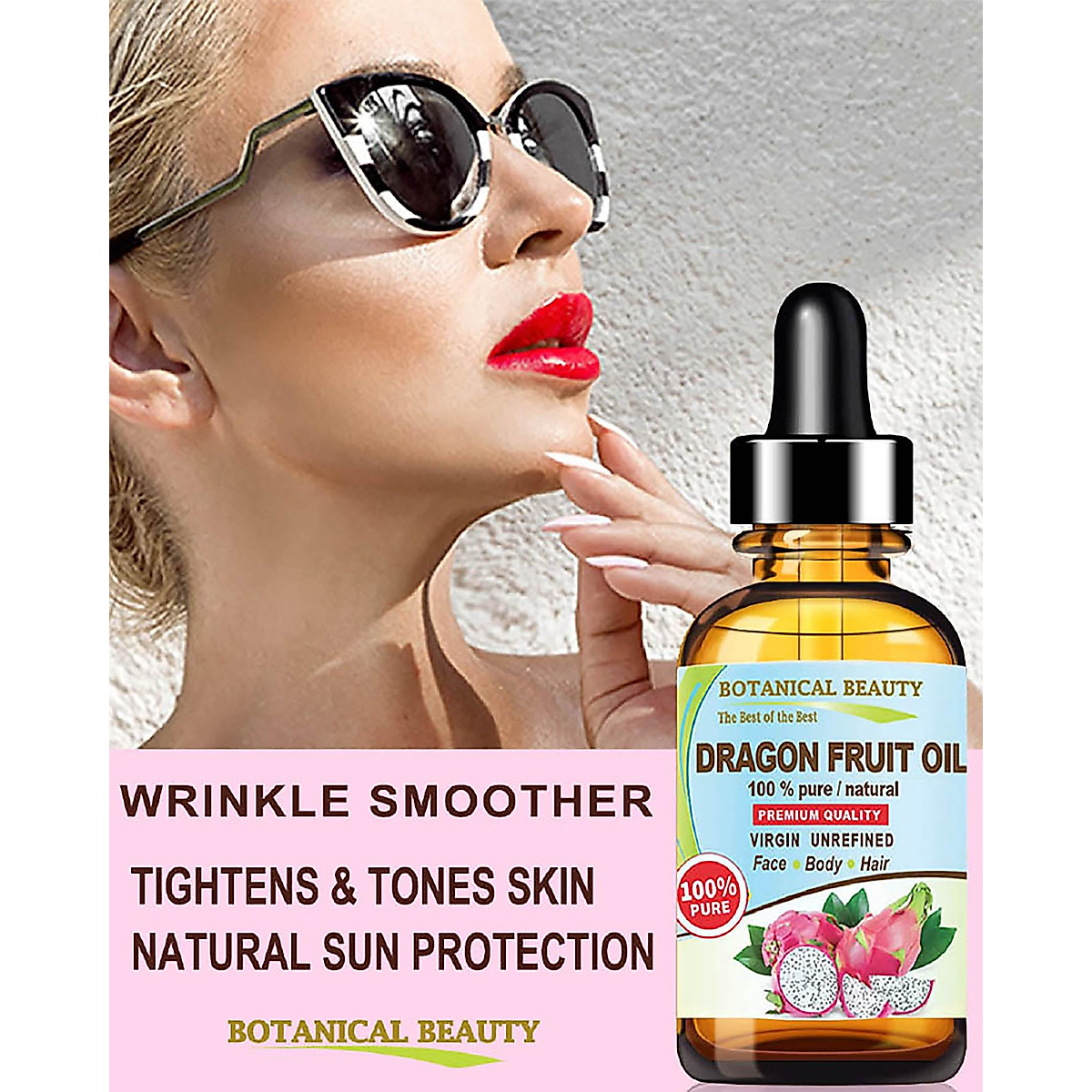 DRAGON FRUIT SEED OIL 100% Pure Natural Virgin Unrefined Cold-Pressed Carrier Oil 0.5 Fl.oz.- 15 ml for FACE, SKIN, DAMAGED HAIR, NAILS by Botanical Beauty