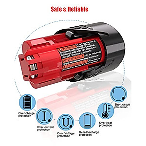 JYJZPB 2 Pack 3000mAh 12V Lithium Battery Replace for Milwaukee 12V Battery, Compatible for Milwaukee M12 Battery 12 Volt Cordless Tools 48-11-2401 48-11-2412 48-11-2411 48-11-2420 48-11-2440