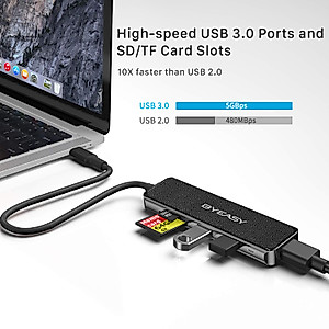 USB C Hub, BYEASY Zinc Alloy USB C Adapter Hub, with 4K HDMI Output, SD and microSD Card Reader, 2 USB 3.0 Ports for MacBook Pro 2019/2018/2017, iPad Pro 2019/2018, Pixelbook, XPS (UC-197)