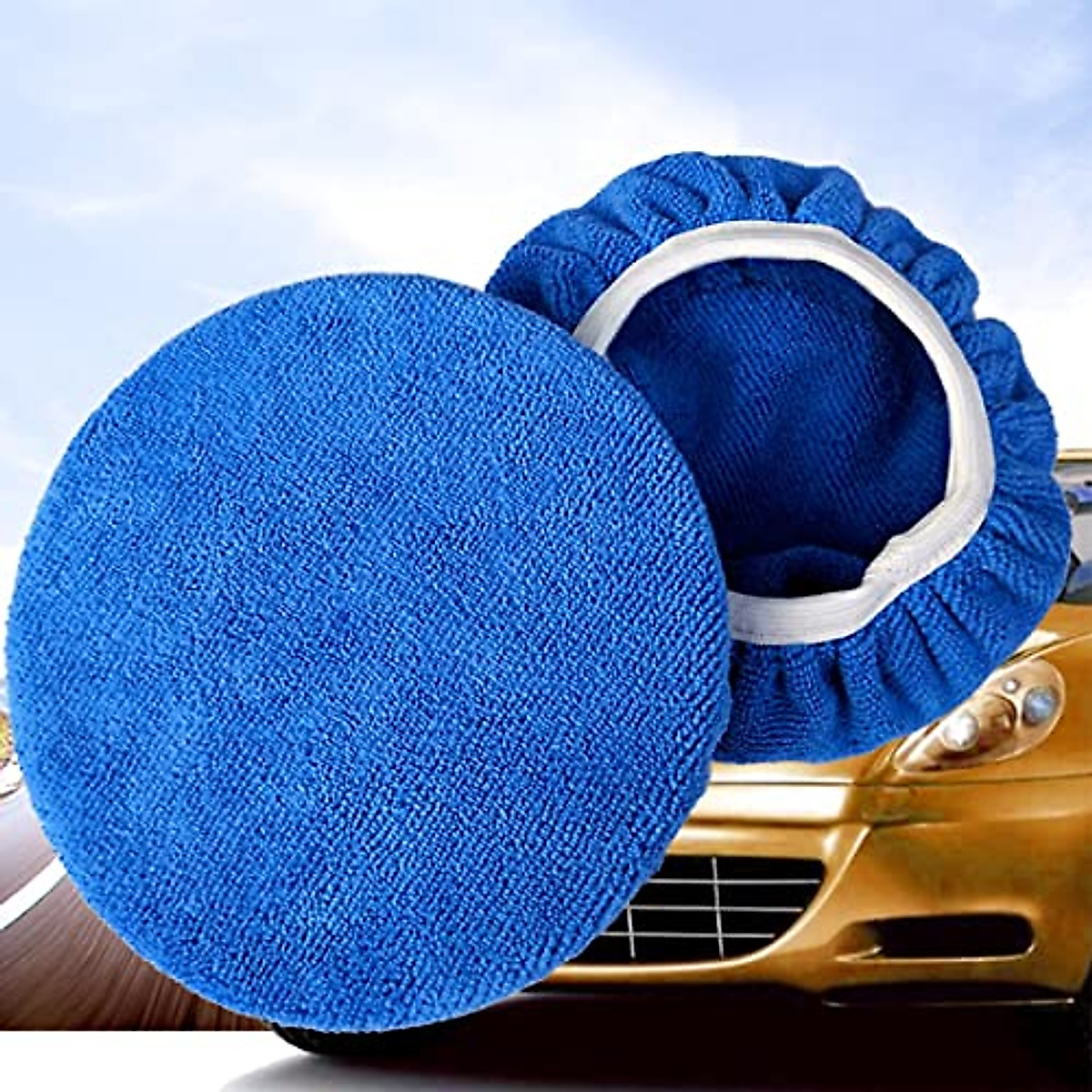 Glarks 5Pcs 9-10 Inch Car Polisher Pad Bonnet Soft Microfiber Polishing Bonnet Buffing Pad Cover for 9" and 10" Car Polisher
