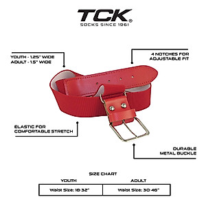 TCK Sports Baseball Belt & Socks Combo Set, Scarlet, Medium