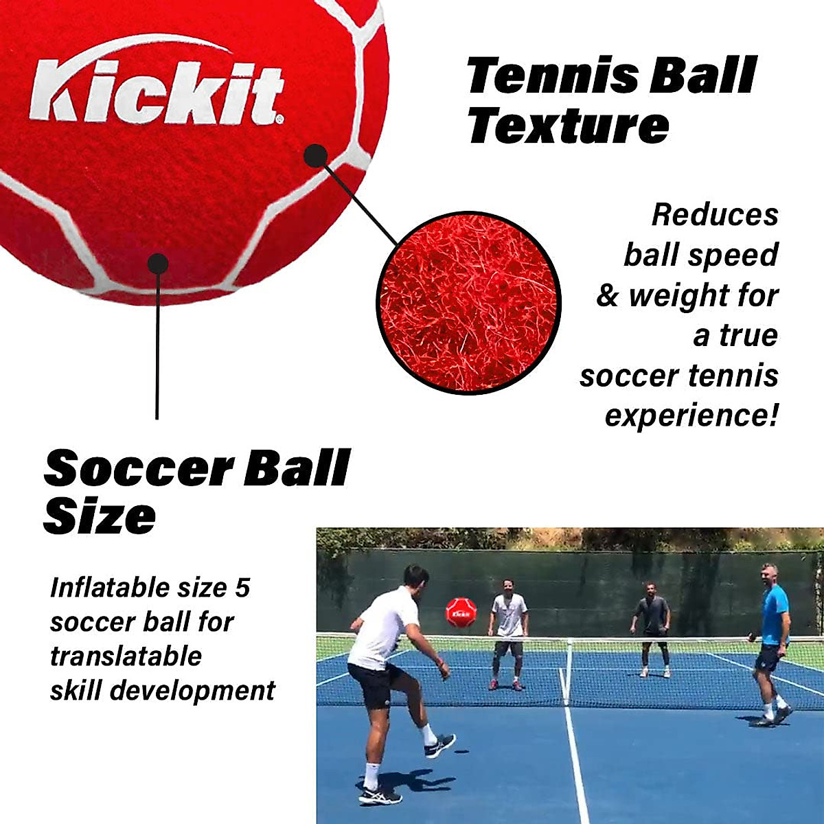 Kickit Soccer Tennis Ball | The Official Soft Soccer Ball of Soccer Tennis, Soccer Training, Freestyle Soccer and Juggling | Size 5 (Red Ball)