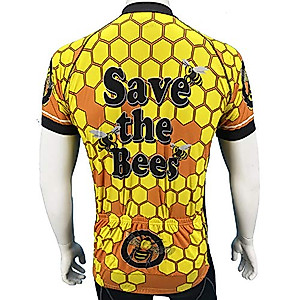 CORVARA BIKE WEAR Men's Save The Bees Cycling Short Sleeve Bike Jersey (Large) Yellow