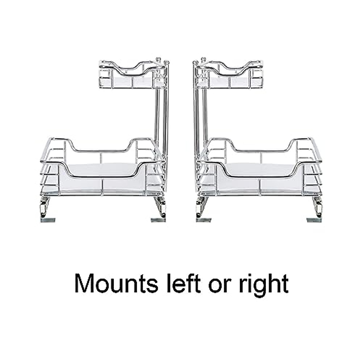 Household Essentials Glidez Chrome-Plated Steel Pull-Out/Slide-Out Storage Organizer with Plastic Liners for Under Sink or Cabinet Use - 2-Tier Design - Fits Standard Size Cabinet or Shelf, Chrome
