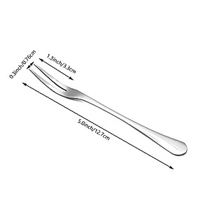 Hosybal Crab Stainless Steel Forks,Escargot Forks 2 Prong Tasting Appetizer Forks Portable Cocktail Salad Fruit Forks for Party Travel,Set of 10, 5 Inches (10 Pcs)