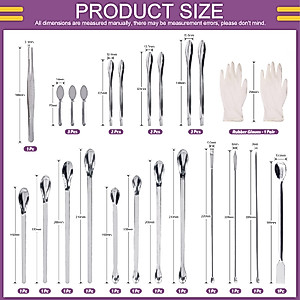 Swpeet 23Pcs Stainless Steel Micro Lab Scoop Spoon Lab Spatulas Assortment Kit, Pill Filler Tamper Tool Micro Spatula Steel Spoon Reagent Laboratory Mixing Spatula Long Sampling Spoon for Powders Gel