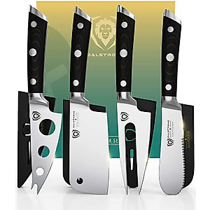 Dalstrong The Gladiator Series Elite 4-Piece Charcuterie & Cheese Knife Set Bundled with The Lionswood End-Grain Teak Cutting & Serving Board