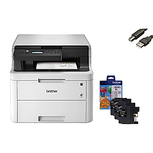 Brother HL-L3290CDW Wireless Compact Digital Color Laser All-in-One Printer, Print Scan Copy, Duplex Printing- 600 x 2400 dpi, 25ppm, 250-sheet, Works with Alexa - Bundle with JAWFOAL Printer Cable.