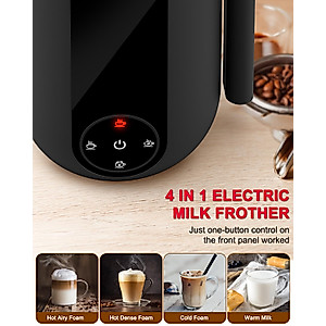 MOFOKEAY Milk Frother, Frother for Coffee, 4 IN 1 Automatic Hot and Cold Foam Maker, Milk Steamer for Latte, Cappuccinos, Macchiato & Hot Chocolate Milk Warmer with Temperature Control & Auto Shut-Off