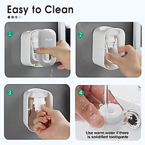 iHave Toothpaste Dispenser Wall Mount for Bathroom Automatic Toothpaste Squeezer (Grey)