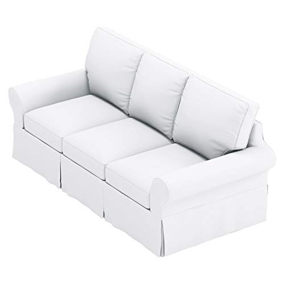 The Heavy Cotton Sofa Cover is 3 Seat Sofa Slipcover Replacement. It Fits Pottery Barn PB Basic Three Seat Sofa (Bright White Basic)