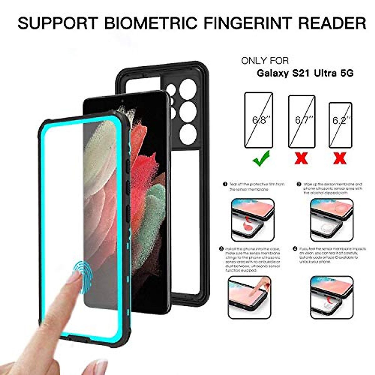 Samsung Galaxy S21 Ultra Waterproof Case, Galaxy S21 Ultra Case with Screen Protector, Heavy Duty Protective IP68 Waterproof Case for Samsung Galaxy S21 Ultra 6.8",2021 (S21 Ultra-6.8", Teal)