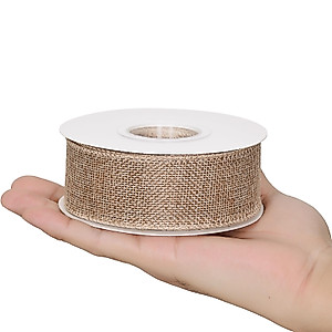 Ribest Burlap Natural Wired Ribbon, 1 1/2 inch 10 Yard, Jute Ribbon for Decoration Bows Craft Gift Wrapping Wreath Sewing