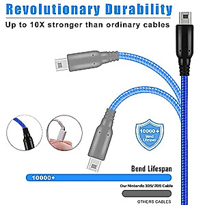 BATSOEASY 2 Pack 5ft 3DS/ 2DS USB Charger Cable, Nylon Braided Power Charging Cord Cable Compatible with Nintendo New 3DS XL/New 3DS/ 3DS XL/ 3DS/ New 2DS XL/New 2DS/ 2DS XL/ 2DS/ DSi/DSi XL