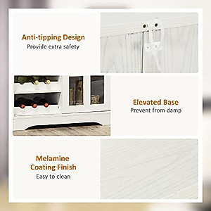 HOMCOM Coffee Bar Cabinet, 36" Sideboard Buffet Cabinet with Sliding Door, Wine Cabinet with Storage, White