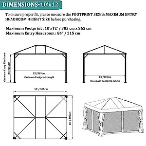 DURCOVER Gazebo Mosquito Netting 10x12ft, Replacement Universal Gazebo Netting with Zippers for Outdoor Garden Patio Gazebo 4-Panel Screen Sidewalls, Brown (Mosquito Net Only)