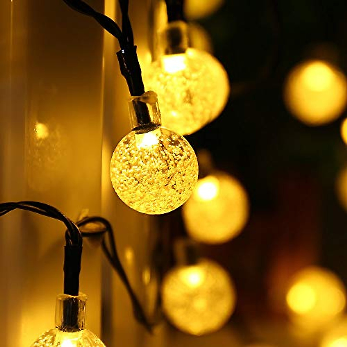 LYHOPE Solar Outdoor String Lights, 2 Pack Total 40ft 60 LED Crystal Ball Waterproof Solar Powered Globe Lights for Garden Patio Bistro Cafe Gazebo Holiday Party Outdoor Decorations (Warm White)