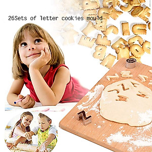 iPstyle Alphabet Cookie Cutters Cake Letters Set of 26 Pieces Stainless Steel Christmas/Holiday Molds Tools for Fondant Biscuit, Cake, Fruit, Vegetables, or Dough Cut