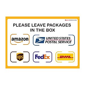 IGNIXIA Pack of 02 Package Delivery Sign Decals, Delivery Instructions for Amazon, Fedex, DHL, Ups, Usps Sign 10 x 7 inches Self Adhesive Sticker with Glossy Lamination