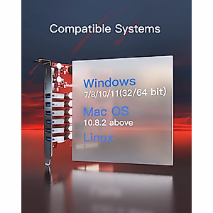 Inateck PCIe to USB 3.2 Gen 2 Extension Card with 16 Gbps Bandwidth, 6 USB Type-A and 2 USB Type-C Ports, RedComets U22