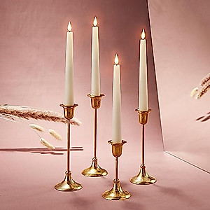 LampLust Flameless Candles with Remote Battery Operated Flickering Flameless Candles, 9in LED Candles, Ivory Real Wax, Wedding Decor, Valentine, Mantel and Farmhouse Home Decorations, Set of 4