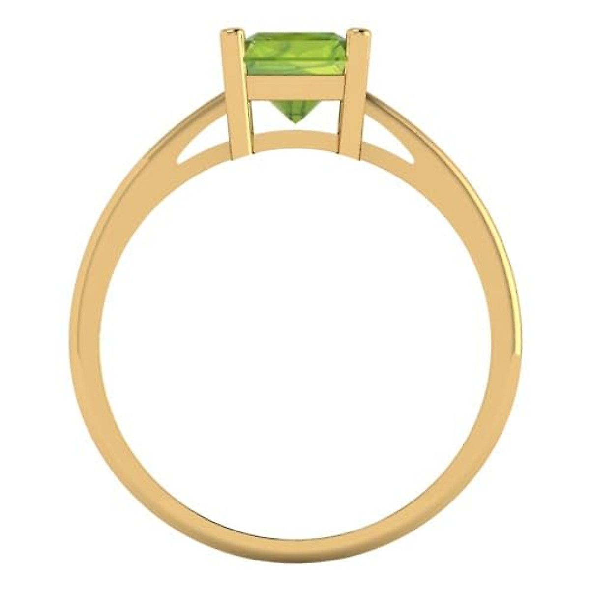 Clara Pucci 1.9ct Emerald Cut Solitaire Genuine Vivid Green Peridot Proposal Bridal Designer Wedding Anniversary Ring 14k Yellow Gold