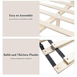 Homhougo Full Size Bed Frame with Adjustable Headboard, Upholstered Platform Bed with Button Tufted Faux Leather Headboard, Wood Slat Support, Noise-Free, No Box Spring Needed, Easy Assembly, Black