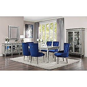 Acme Furniture Varian Dining Table, Mirrored & Antique Platinum
