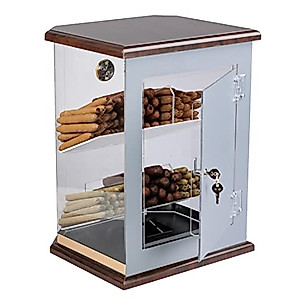 Prestige Import Group - The Franklin Wood & Acrylic Cigar Humidor Table Top Display - Up to 150