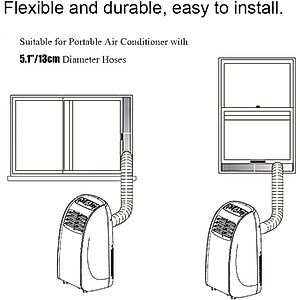 LHHweiusa Portable AC Coupler Portable A/C AC 5.1inch Air Conditioner Exhaust Hose Coupler/Coupling/Connector, Support Clockwise/Counter-Clockwise Thread, AC Hose Coupler Coupling Extension