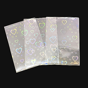 Black Lotus 100pcs/Lot Sweet Heart Shaped Laser Flashing Card Sleeves Trading Kpop Photo Cards Sleeve Shield Magic Card Protector Holographic Foil Protective Cover fit YGO (61x88mm), Clear, 10X7X2cm